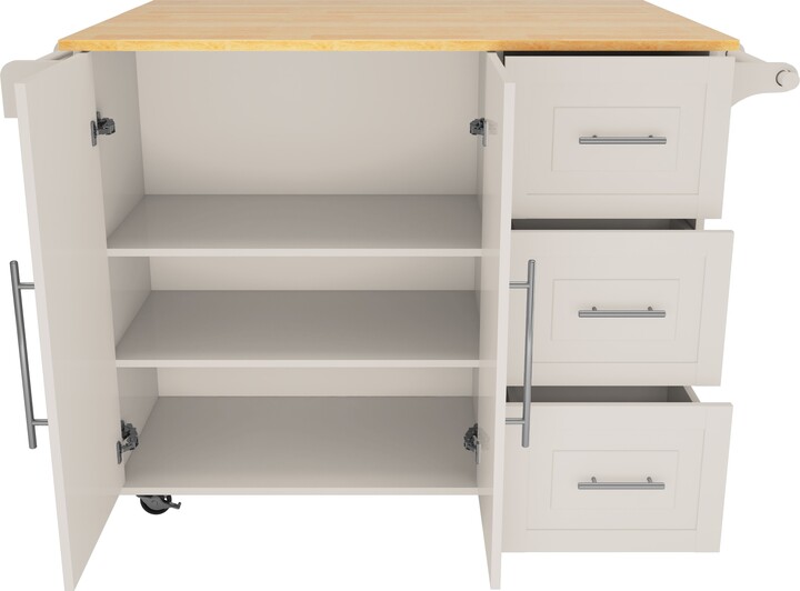 Kitchen Island with Extensible Solid Wood Table Top - ShopStyle