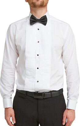 Double TWO Men's Tuxedo/Dress Shirt Pleated Front Formal Double Cuff ...