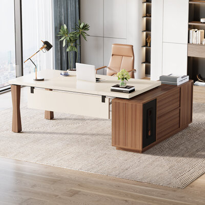 Ebern Designs Makynzie 70.9'' W L-Shaped Executive Desk with and ...
