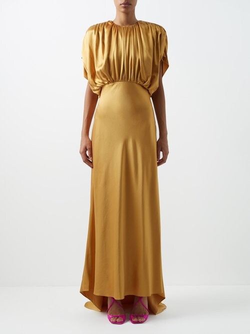 Roksanda Fiona Draped Silk-satin Maxi Dress - ShopStyle