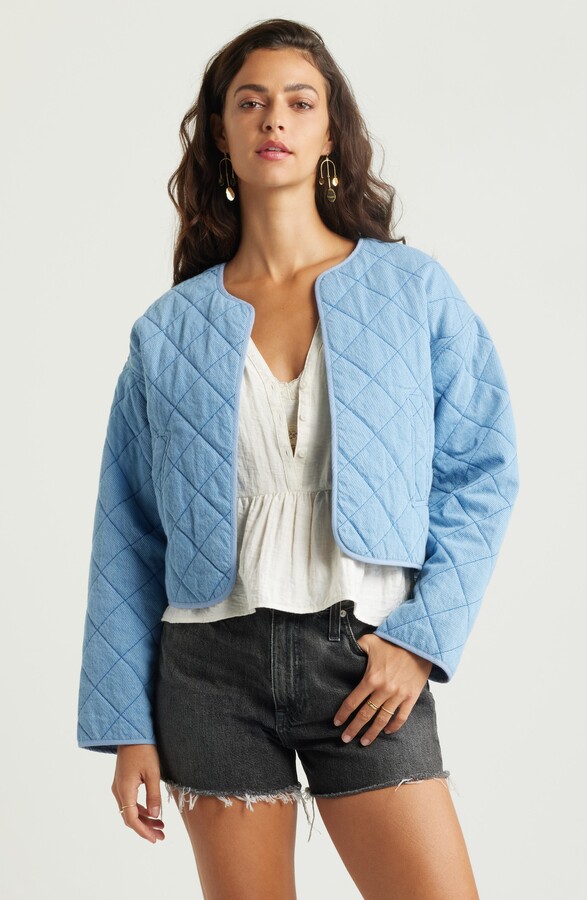 Treasure & Bond Quilted Cotton Twill Open Front Crop Jacket - ShopStyle