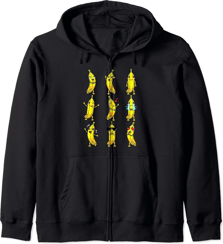 Malbananathem Banana Kawaii Emoticon Fruit Zip Hoodie - ShopStyle