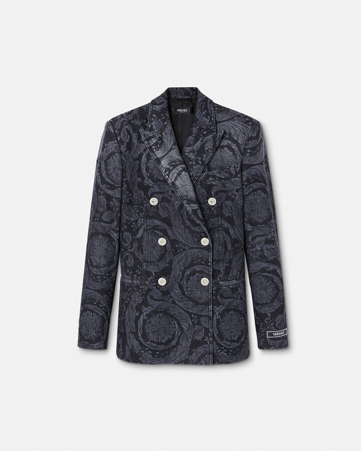 Versace Barocco Denim Double-Breasted Blazer - ShopStyle