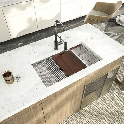 Logmey 30" L x 19" W Undermount Workstation Sink Double Bowl Stainless ...