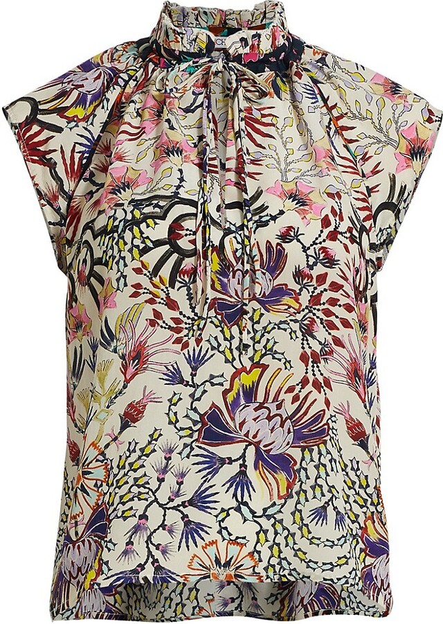 Maria Cher Humahuaca Keyla Tie-Neck Silk Blouse - ShopStyle