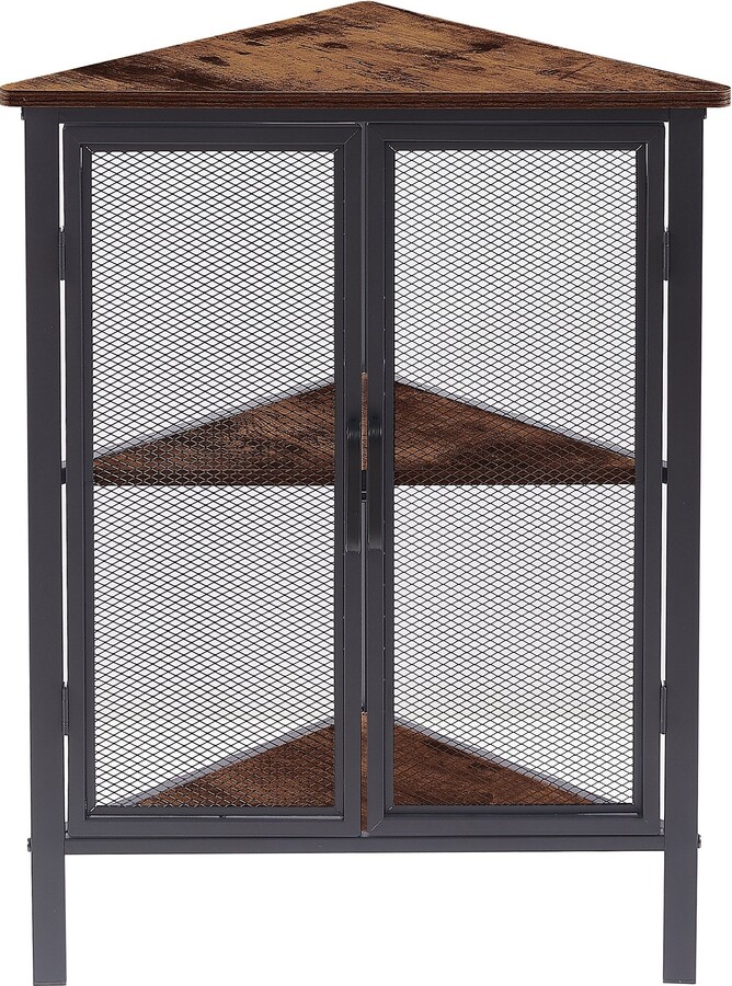 Industrial Triangle Corner Table with Dual Door and 3-tier Shelf ...