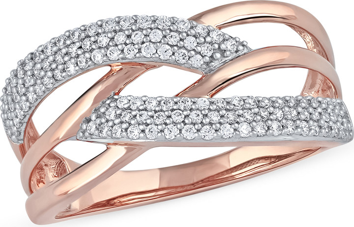 Zales 1/3 CT. T.w. Diamond Double Row Woven Crossover Ring in 14K Rose Gold