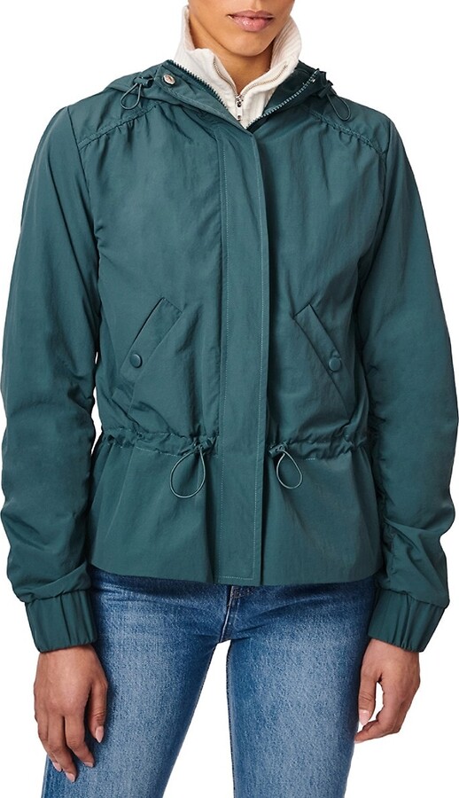 Bernardo Solid Peplum Hooded Rain Jacket - ShopStyle