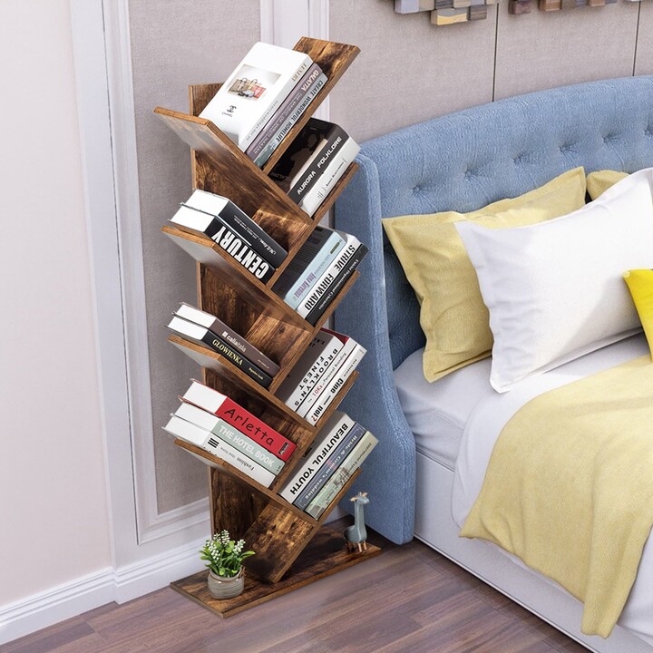 Gymax Tree Bookshelf 8-Tier Bookcase Free Standing Book Rack Display ...