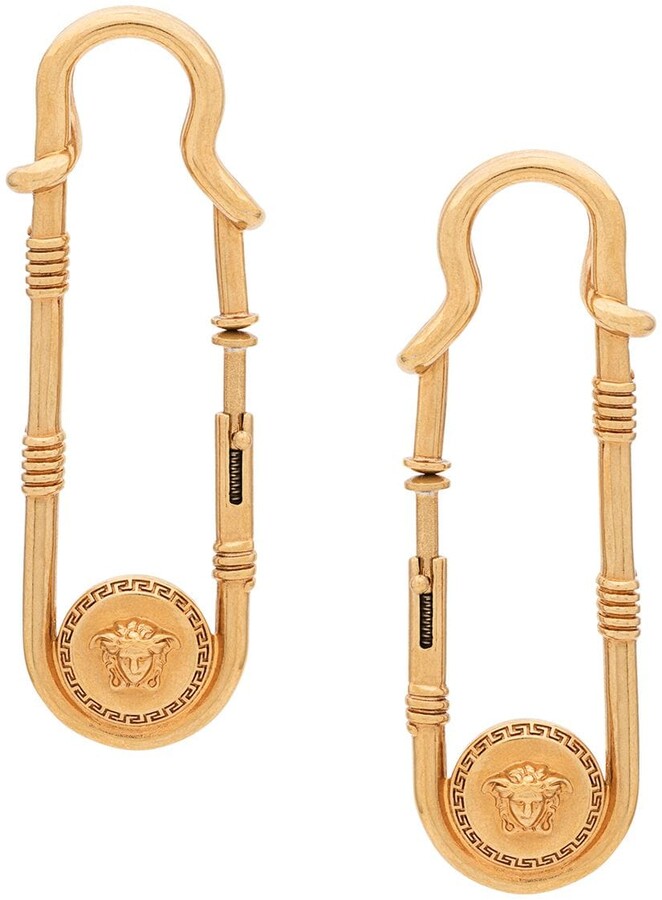 Versace Medusa safety pin earrings - ShopStyle