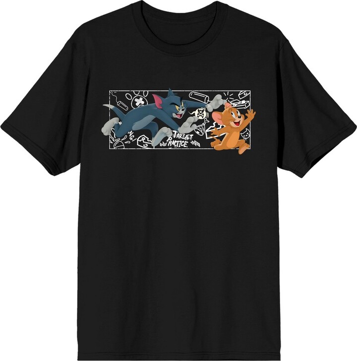 Tom and Jerry Tom & Jerry Chalk Art Men’s Black T-shirt-Large ...