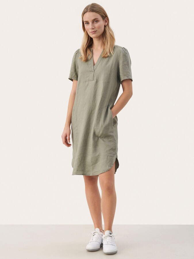 Part Two Aminase Linen Short Sleeve Pocket Dress - ShopStyle