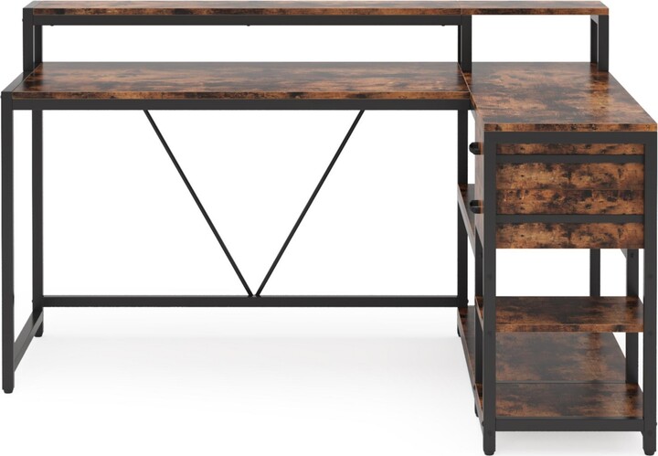 Tribesigns Reversible L Shaped Desk with Drawer, Industrial L Corner ...