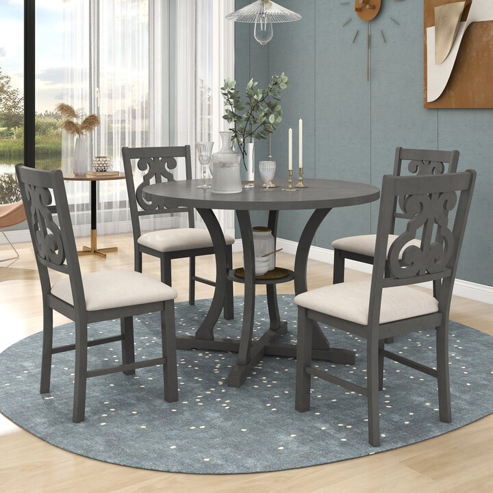 5-Piece Round Dining Table and Chair Set - ShopStyle