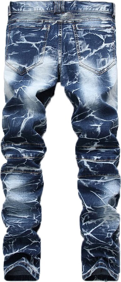 gfdrt Mens Ripped Slim Straight Fit Stretch Biker Jeans Stylish Denim ...