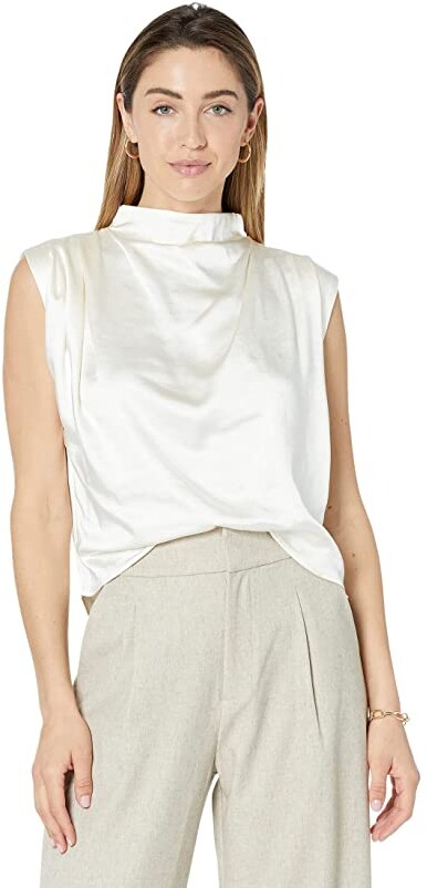 line and dot Dolly Satin Mock Neck Blouse - ShopStyle Tops