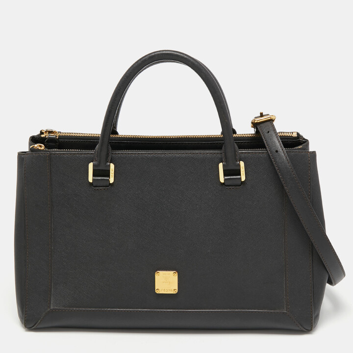 MCM Black Leather Double Zip Tote - ShopStyle