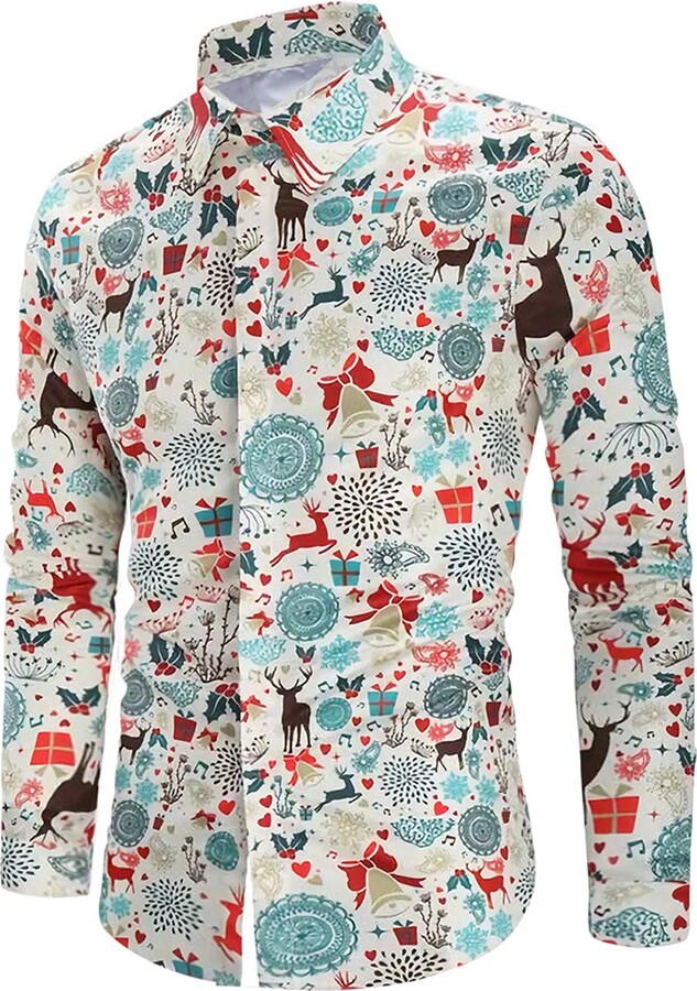 Goodstoworld Ugly Christmas Shirt for Men White Novelty Christmas ...