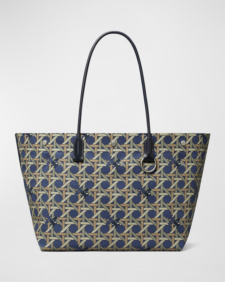 Tory Burch Logo Basketweave Canvas Tote Bag - ShopStyle