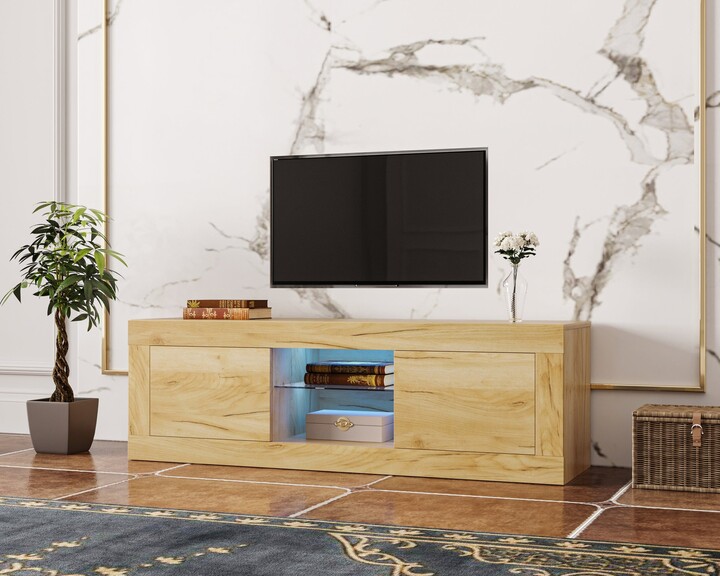 Tiramisubest Modern MDF TV stand with 2 Side Cabinets and a Shelf ...