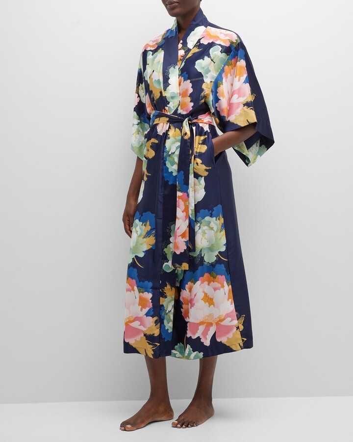 Natori Hanami Long Floral-Print Satin Robe - ShopStyle