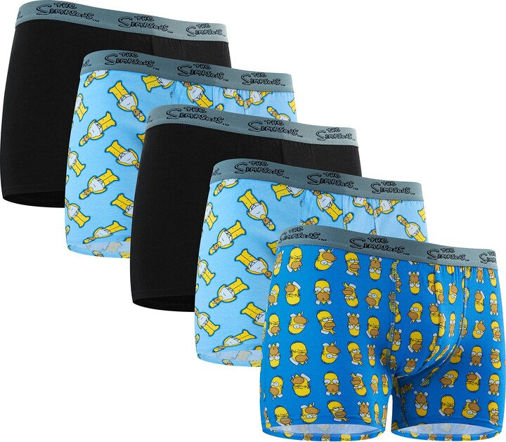 The Simpsons Mens Boxers Multipack of 5 Comfy Stretchy Homer Mens ...