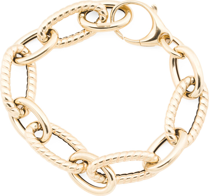 Golden Clef Made In Italy 14k Gold Twist Oval Link Chain Bracelet ...