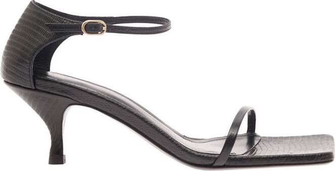 Totême Black Squared Sandals in Leather Woman - ShopStyle