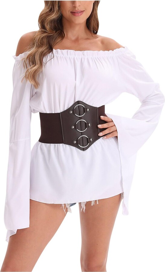 Generic Pirate Costume Women's Long Sleeve Pirate Dress with Corset ...