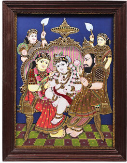 Exotic India Lord Krishna With Nanda And Yashoda Tanjore | Traditional ...
