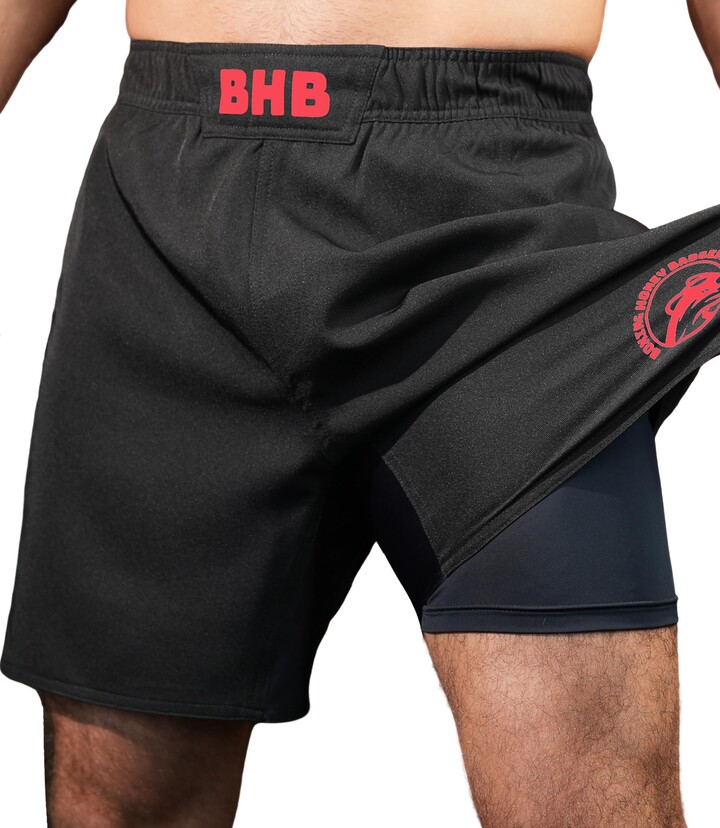 Boxing Honey Badger 2-in-1 BJJ Shorts with Built-in Compression Lining ...