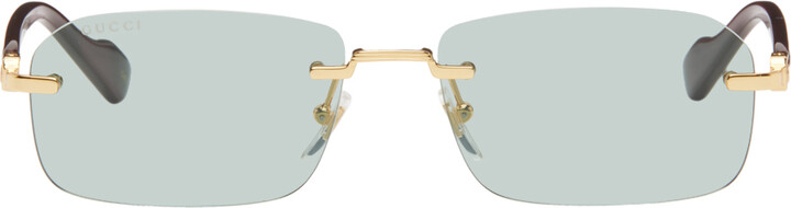 Gucci Gold & Burgundy Rimless Sunglasses - ShopStyle