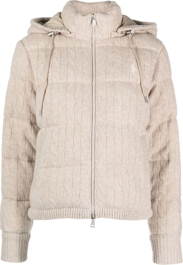 Polo Ralph Lauren Polo Pony cable-knit puffer jacket - ShopStyle