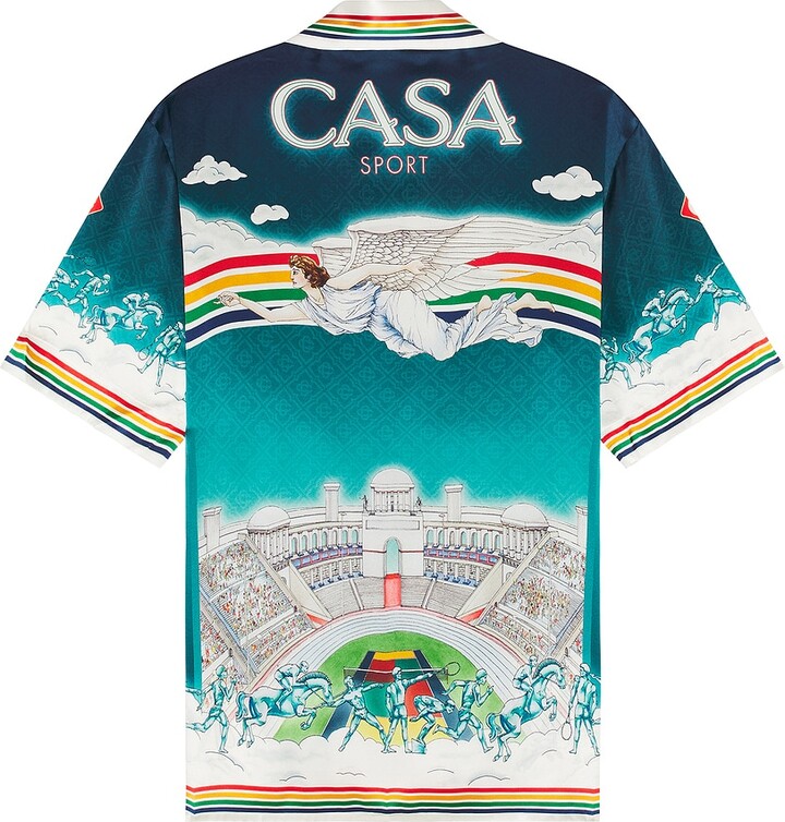 Casablanca Short Sleeve Cuban Collar Shirt in Blue - ShopStyle