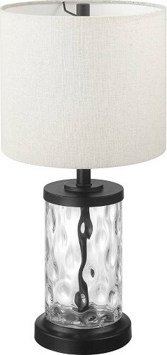 Globe Electric 20" Fillable Glass Table Lamp: ETL Listed, Beige Drum ...