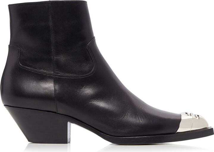 Givenchy Metal-Toe Leather Western Ankle Boots - ShopStyle