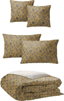 The Tailor's Bed Kelda Navy Brass Standard Cotton 5 Piece Comforter Set ...