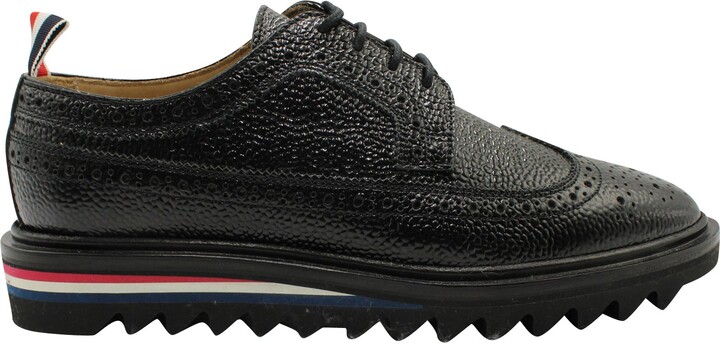 Thom Browne Classic Longwing Threaded Sole Brogues in Black Pebble ...