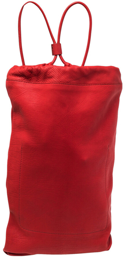 Burberry Red Pebbled Leather Drawstring Sling Backpack - ShopStyle