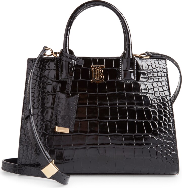Burberry Frances Croc Embossed Leather Top Handle Bag - ShopStyle
