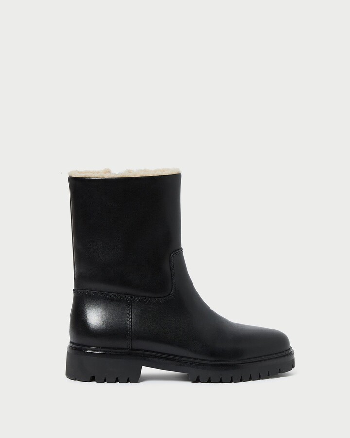 Loeffler Randall Damian Black Leather Lug Sole Boot - ShopStyle