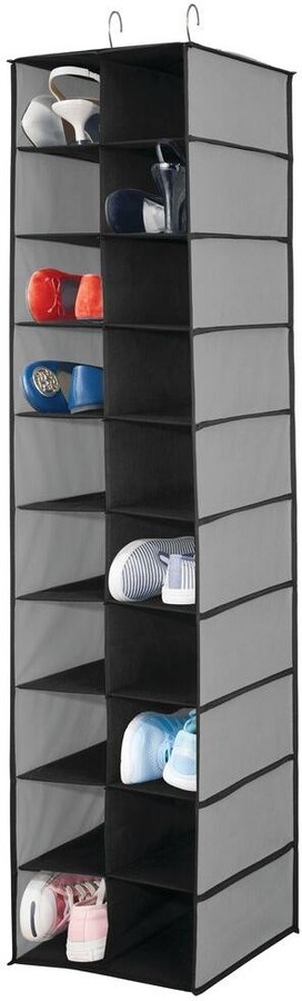mDesign Large 20 Shelf Fabric Over Rod Closet Hanging Storage Unit ...