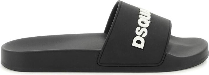 DSQUARED2 logo rubber slides - ShopStyle Flip Flop Sandals