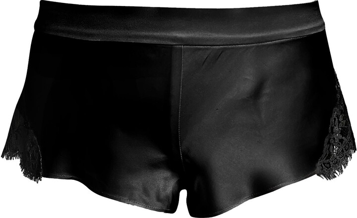 Natalie Begg Womens Black White Silk French Knickers Trimmed With