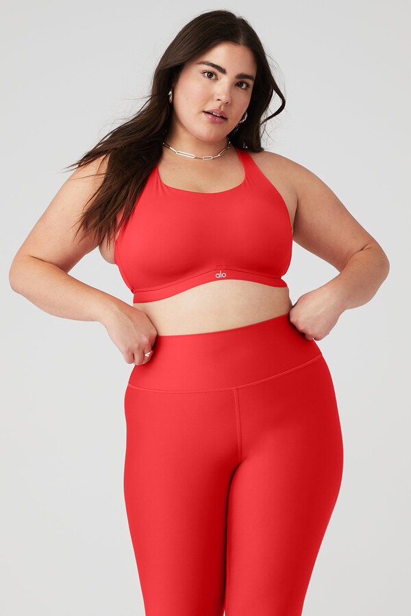 Alo Yoga | Power Play High Impact Bra in Red Hot Summer, Size: 32C ...