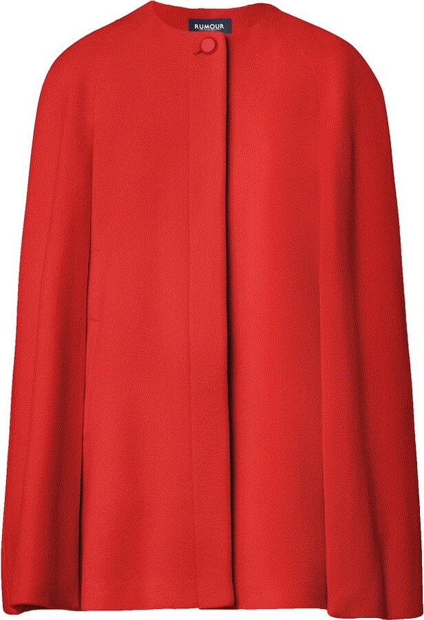 Rumour London - Cora Wool & Cashmere-Blend Cape Coat In Red - ShopStyle