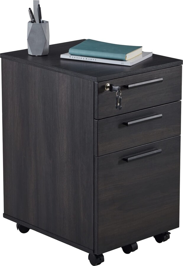 EPOWP Locking File Cabinet, 3 Drawer Rolling Under Desk Pedestal, Fully ...