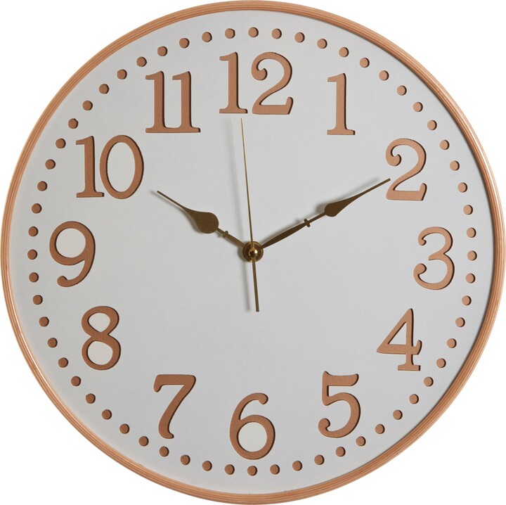 Premier Housewares Retro White Wood With Gold Numbers Wall Clock ...