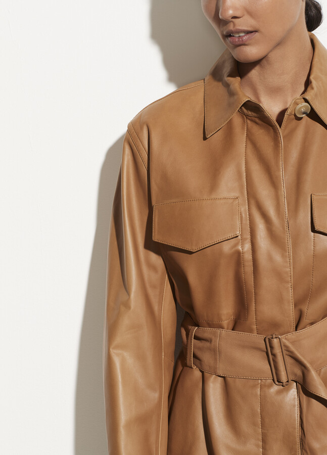 Vince Leather Safari Jacket - ShopStyle