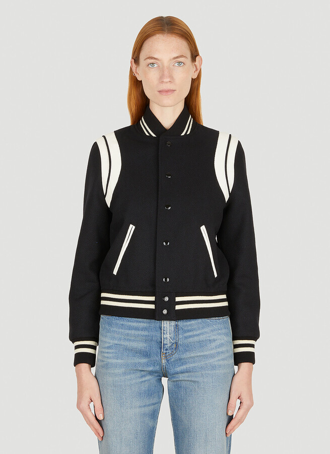 Saint Laurent Teddy Varsity Jacket in Black - ShopStyle